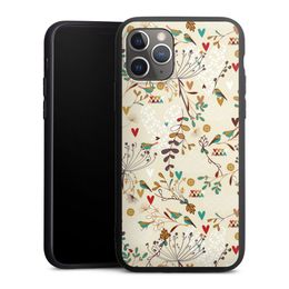 DeinDesign iPhone 11 Pro Handy Premium Silikon H&uuml;lle Handyh&uuml;lle schwarz Case Flowers Retro Bird Silikon Premium Case