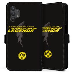DeinDesign Galaxy A32 5G Handy Klapph&uuml;lle Handyh&uuml;lle aus Kunst Leder schwarz Flip Case Borussia Dortmund Marco Reus Bvb Sideflip mit langer Lasche