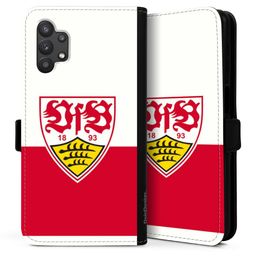 DeinDesign Galaxy A32 5G Handy Klapph&uuml;lle Handyh&uuml;lle aus Kunst Leder schwarz Flip Case Vfb Stuttgart Official Licensed Product Logo Sideflip mit langer Lasche