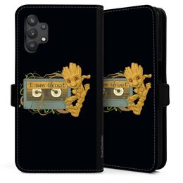 DeinDesign Galaxy A32 5G Handy Klapph&uuml;lle Handyh&uuml;lle aus Kunst Leder schwarz Flip Case Marvel Groot Guardians Of The Galaxy Sideflip mit langer Lasche