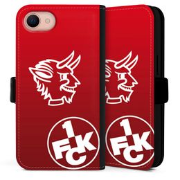 DeinDesign iPhone 16e Handy Klapph&uuml;lle Handyh&uuml;lle aus Kunst Leder schwarz Flip Case Devil Official Licensed Product 1. Fc Kaiserslautern Sideflip mit Lasche