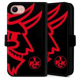 DeinDesign iPhone 16e Handy Klapph&uuml;lle Handyh&uuml;lle aus Kunst Leder schwarz Flip Case 1. Fc Kaiserslautern Logo Official Licensed Product Sideflip mit Lasche