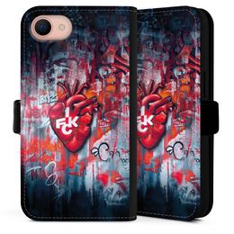DeinDesign iPhone 16e Handy Klapph&uuml;lle Handyh&uuml;lle aus Kunst Leder schwarz Flip Case 1. Fck 1. Fc Kaiserslautern Heart Sideflip mit Lasche
