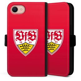 DeinDesign iPhone 16e Handy Klapph&uuml;lle Handyh&uuml;lle aus Kunst Leder schwarz Flip Case Logo Official Licensed Product Vfb Stuttgart Sideflip mit Lasche