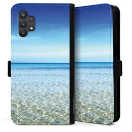 DeinDesign Galaxy A32 5G Handy Klapph&uuml;lle Handyh&uuml;lle aus Kunst Leder schwarz Flip Case Sky Ocean Urlaub Sideflip mit langer Lasche
