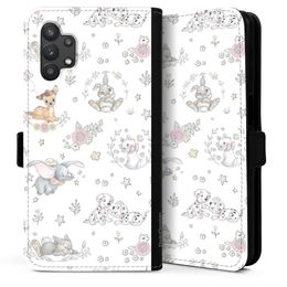 DeinDesign Galaxy A32 5G Handy Klapph&uuml;lle Handyh&uuml;lle aus Kunst Leder schwarz Flip Case Disney Dumbo Bambi Sideflip mit langer Lasche