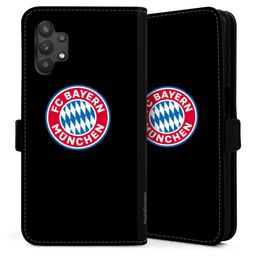 DeinDesign Galaxy A32 5G Handy Klapph&uuml;lle Handyh&uuml;lle aus Kunst Leder schwarz Flip Case Official Licensed Product Fc Bayern M&uuml;nchen Logo Sideflip mit langer 
