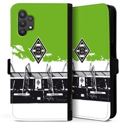 DeinDesign Galaxy A32 5G Handy Klapph&uuml;lle Handyh&uuml;lle aus Kunst Leder schwarz Flip Case Borussia M&ouml;nchengladbach Stadium Merchandise Sideflip mit langer Lasche