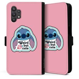 DeinDesign Galaxy A32 5G Handy Klapph&uuml;lle Handyh&uuml;lle aus Kunst Leder schwarz Flip Case Disney Sayings Lilo & Stitch Sideflip mit langer Lasche