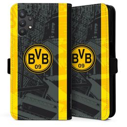 DeinDesign Galaxy A32 5G Handy Klapph&uuml;lle Handyh&uuml;lle aus Kunst Leder schwarz Flip Case Bvb Stadium Borussia Dortmund Sideflip mit langer Lasche