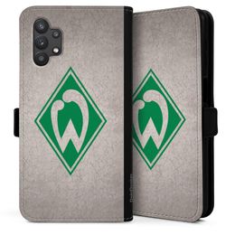 DeinDesign Galaxy A32 5G Handy Klapph&uuml;lle Handyh&uuml;lle aus Kunst Leder schwarz Flip Case Official Licensed Product Sv Werder Bremen Concrete Sideflip mit langer 