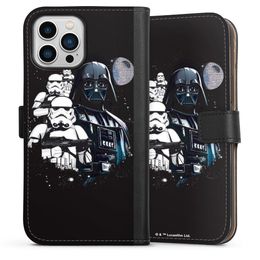 DeinDesign iPhone 13 Pro Max Handy Klapph&uuml;lle Handyh&uuml;lle aus Kunst Leder schwarz Flip Case Weltall Star Wars Movie Sideflip mit langer Lasche