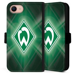 DeinDesign iPhone 16e Handy Klapph&uuml;lle Handyh&uuml;lle aus Kunst Leder schwarz Flip Case Sv Werder Bremen Coat Of Arms Official Licensed Product Sideflip mit Lasche
