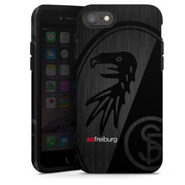 DeinDesign iPhone SE (2020) Handy Panzer Handyh&uuml;lle robuste Outdoor H&uuml;lle Schutzh&uuml;lle matt Metallic Look Sc Freiburg Official Licensed Product Tough Case