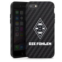 DeinDesign iPhone SE (2022) Handy Panzer Handyh&uuml;lle robuste Outdoor H&uuml;lle Schutzh&uuml;lle matt Carbon Borussia M&ouml;nchengladbach Gladbach Tough Case