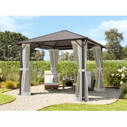 TOOLPORT 3x3 m Hardtop-Gartenpavillon, inkl. 4 Seitenteile, Cream - (300220)