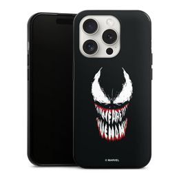 DeinDesign iPhone 15 Pro Handy Slim Case extra d&uuml;nn Silikon Handyh&uuml;lle schwarz H&uuml;lle Venom Marvel Official Licensed Product Silikon Slim Case