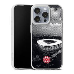 DeinDesign iPhone 16 Pro Handy Silikon H&uuml;lle Case wei&szlig; Handyh&uuml;lle Eintracht Frankfurt Sge Stadium Silikon Case