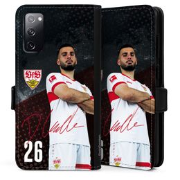 DeinDesign Galaxy S20 Handy Klapph&uuml;lle Handyh&uuml;lle aus Kunst Leder schwarz Flip Case Vfb Stuttgart Deniz Undav Official Licensed Product Sideflip mit Lasche