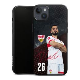 DeinDesign iPhone 14 Plus Handy Silikon H&uuml;lle Case schwarz Handyh&uuml;lle Official Licensed Product Deniz Undav Vfb Stuttgart