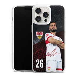DeinDesign iPhone 15 Pro Max Handy Silikon H&uuml;lle Case wei&szlig; Handyh&uuml;lle Official Licensed Product Deniz Undav Vfb Stuttgart Silikon Case