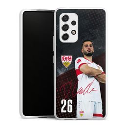 DeinDesign Galaxy A53 5G Handy Silikon H&uuml;lle Case wei&szlig; Handyh&uuml;lle Vfb Stuttgart Deniz Undav Official Licensed Product Silikon Case