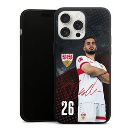 DeinDesign iPhone 15 Pro Max Handy Premium Silikon H&uuml;lle Handyh&uuml;lle schwarz Case Official Licensed Product Deniz Undav Vfb Stuttgart Silikon Premium Case