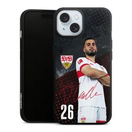 DeinDesign iPhone 15 Handy Premium Silikon H&uuml;lle Handyh&uuml;lle schwarz Case Official Licensed Product Deniz Undav Vfb Stuttgart Silikon Premium Case