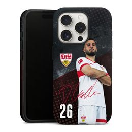 DeinDesign iPhone 15 Pro Handy Panzer Handyh&uuml;lle robuste Outdoor H&uuml;lle Schutzh&uuml;lle matt Official Licensed Product Deniz Undav Vfb Stuttgart Tough Case