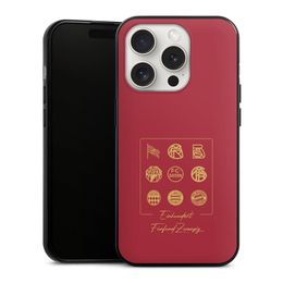 DeinDesign iPhone 15 Pro Handy Slim Case extra d&uuml;nn Silikon Handyh&uuml;lle schwarz H&uuml;lle Merchandise Fc Bayern M&uuml;nchen Fcb 125 Jahre Silikon Slim Case