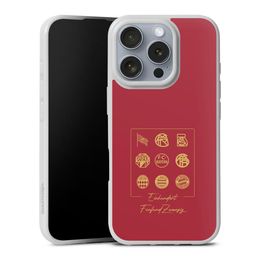 DeinDesign iPhone 16 Pro Handy Silikon H&uuml;lle Case wei&szlig; Handyh&uuml;lle Merchandise Fc Bayern M&uuml;nchen Fcb 125 Jahre Silikon Case