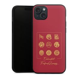 DeinDesign iPhone 15 Plus Handy Premium Silikon H&uuml;lle Handyh&uuml;lle schwarz Case Merchandise Fc Bayern M&uuml;nchen Fcb 125 Jahre Silikon Premium Case