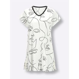 w&auml;schepur w&auml;schepur Damen Caprianzug mit Tunika-Oberteil, wei&szlig;-schwarz-bedruckt, Gr&ouml;&szlig;e 40/42
