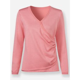 WITT Damen Feinstrickpullover in Wickel-Optik, flamingo, Gr&ouml;&szlig;e 40