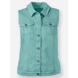 WITT Damen Jeansweste mit weitenverstellbarem Saum, salbei, Gr&ouml;&szlig;e 48