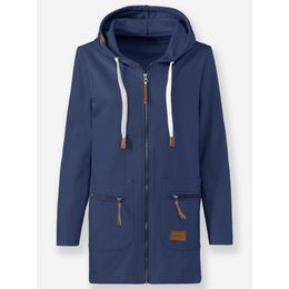 WITT Damen Sweatjacke in Longform, dunkelblau, Gr&ouml;&szlig;e 42