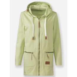 WITT Damen Sweatjacke in Longform, pistazie, Gr&ouml;&szlig;e 42