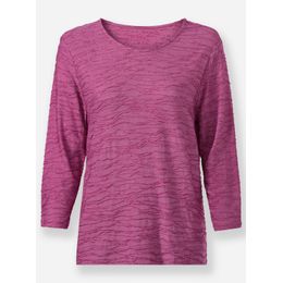WITT Damen 3/4-Arm-Shirt mit Wellen-Dessin, magenta-meliert, Gr&ouml;&szlig;e 40