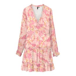 Vero Moda Petite Kleid 'VMSMILLA' Damen Größe 42 goldgelb / pink / rosa / weiß Winterkleid