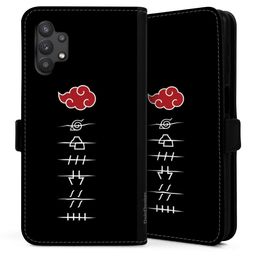 DeinDesign Galaxy A32 5G Handy Klapph&uuml;lle Handyh&uuml;lle aus Kunst Leder schwarz Flip Case Naruto Shippuden Akatsuki Official Licensed Product Sideflip mit langer 