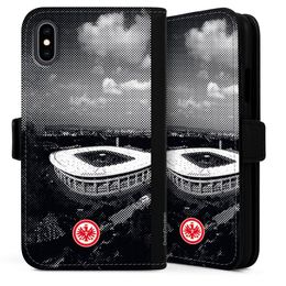 DeinDesign iPhone X Handy Klapph&uuml;lle Handyh&uuml;lle aus Kunst Leder schwarz Flip Case Eintracht Frankfurt Sge Stadium Sideflip mit langer Lasche
