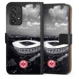 DeinDesign Galaxy A53 5G Handy Klapph&uuml;lle Handyh&uuml;lle aus Kunst Leder schwarz Flip Case Sge Stadium Eintracht Frankfurt Sideflip mit langer Lasche