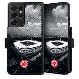 DeinDesign Galaxy S21 Ultra 5G Handy Klapph&uuml;lle Handyh&uuml;lle aus Kunst Leder schwarz Flip Case Eintracht Frankfurt Sge Stadium Sideflip mit Lasche