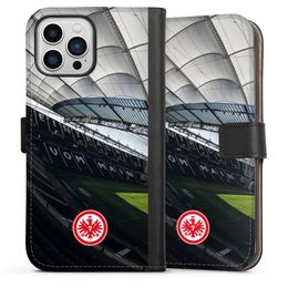 DeinDesign iPhone 13 Pro Max Handy Klapph&uuml;lle Handyh&uuml;lle aus Kunst Leder schwarz Flip Case Eintracht Frankfurt Stadium Official Licensed Product Sideflip mit 