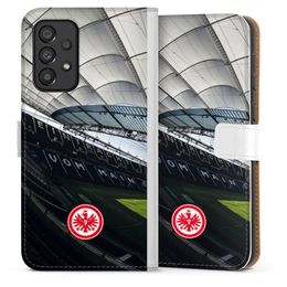 DeinDesign Galaxy A33 5G Handy Klapph&uuml;lle Handyh&uuml;lle aus Kunst Leder wei&szlig; Flip Case Eintracht Frankfurt Official Licensed Product Stadium Sideflip mit Lasche