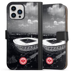 DeinDesign iPhone 13 Pro Max Handy Klapph&uuml;lle Handyh&uuml;lle aus Kunst Leder schwarz Flip Case Eintracht Frankfurt Sge Stadium Sideflip mit langer Lasche