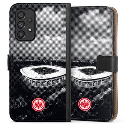DeinDesign Galaxy A33 5G Handy Klapph&uuml;lle Handyh&uuml;lle aus Kunst Leder schwarz Flip Case Sge Stadium Eintracht Frankfurt Sideflip mit langer Lasche