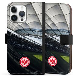 DeinDesign iPhone 14 Pro Max Handy Klapph&uuml;lle Handyh&uuml;lle aus Kunst Leder schwarz Flip Case Eintracht Frankfurt Stadium Official Licensed Product Sideflip mit 
