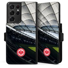 DeinDesign Galaxy S21 Ultra 5G Handy Klapph&uuml;lle Handyh&uuml;lle aus Kunst Leder schwarz Flip Case Eintracht Frankfurt Stadium Official Licensed Product Sideflip mit 