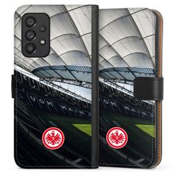 DeinDesign Galaxy A53 5G Handy Klapph&uuml;lle Handyh&uuml;lle aus Kunst Leder schwarz Flip Case Eintracht Frankfurt Official Licensed Product Stadium Sideflip mit langer 